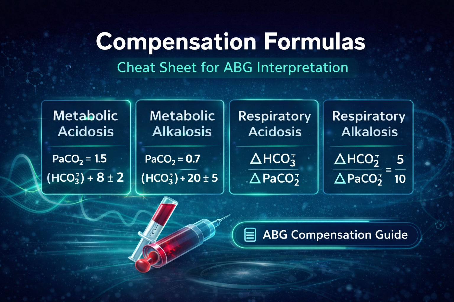 Compensation Formulas Cheat Sheet for ABG Interpretation | PulmTools
